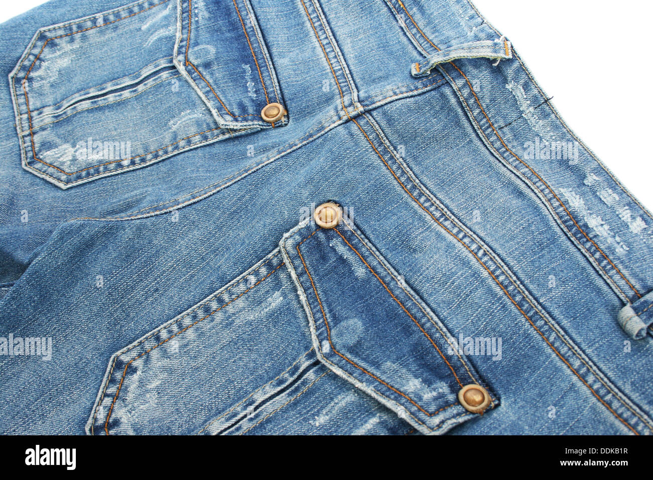 Blue jeans on white background Stock Photo - Alamy