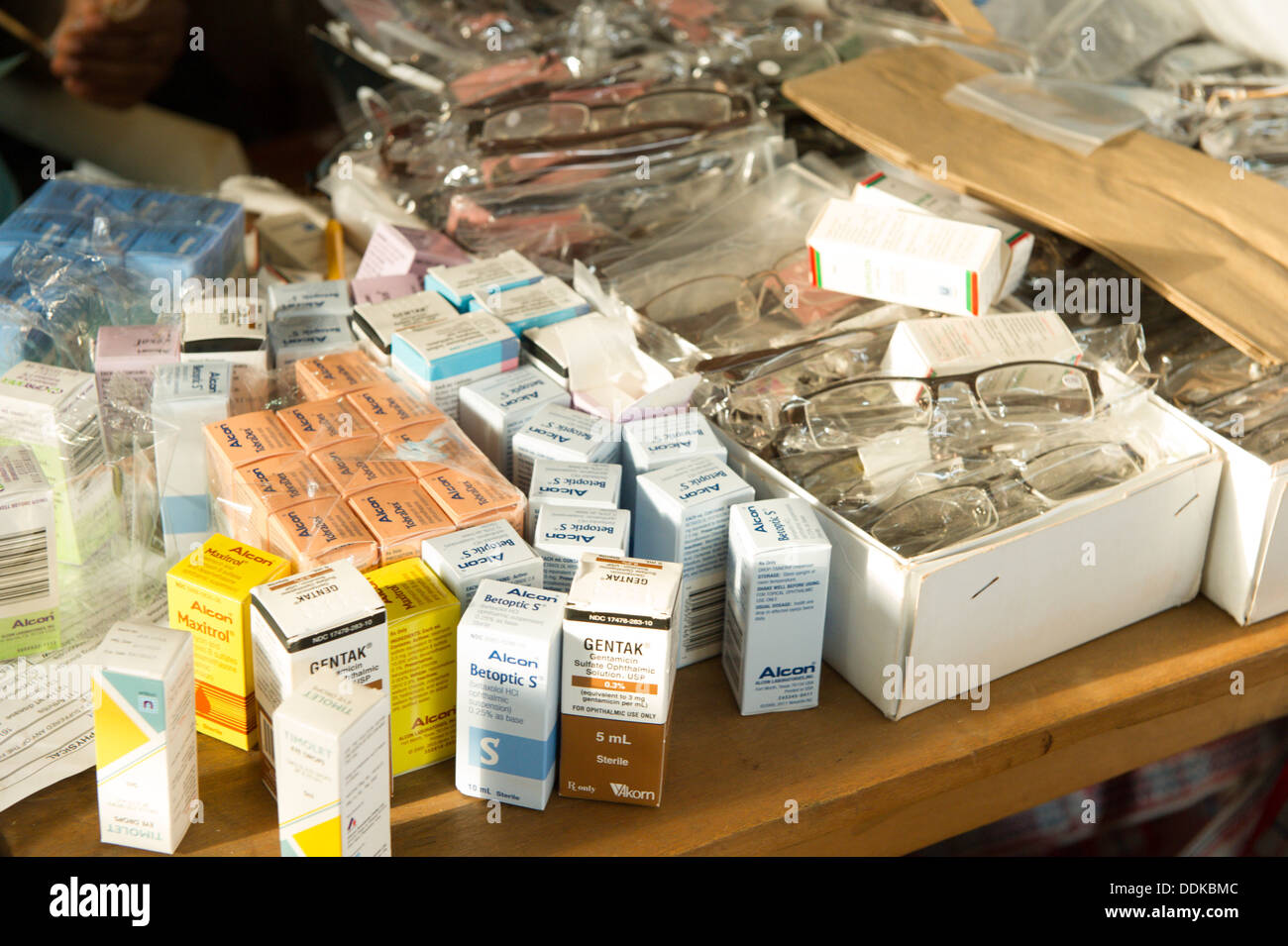 Optometry, glasses and eye drop prescription Stock Photo - Alamy