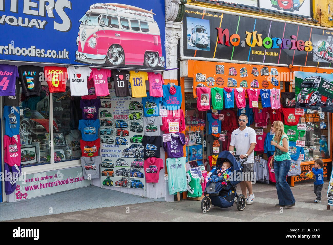 England, Cornwall, Newquay, Colourful Shops in Town Centre Stock Photo ...