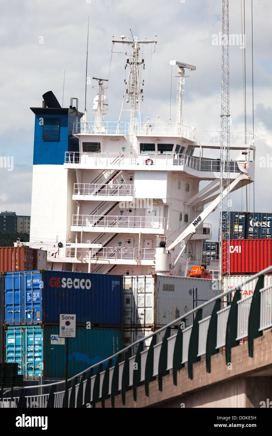 Container ship in harbour. Kristiansand ( Christiansand) Norway Stock ...