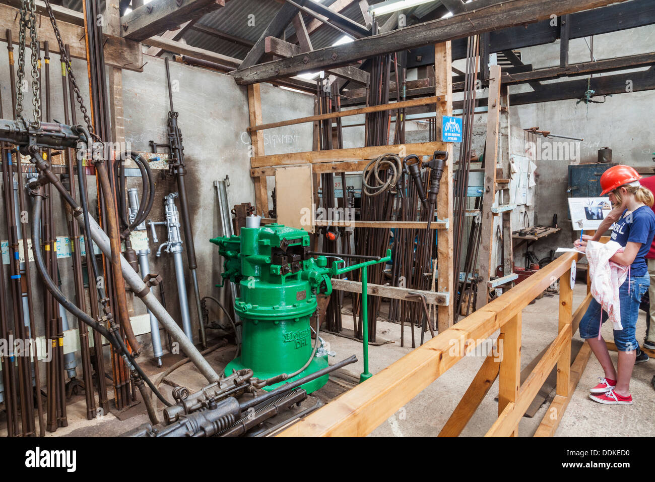 England, Cornwall, Geevor Tin Mine, Display of Mining Drills Stock ...
