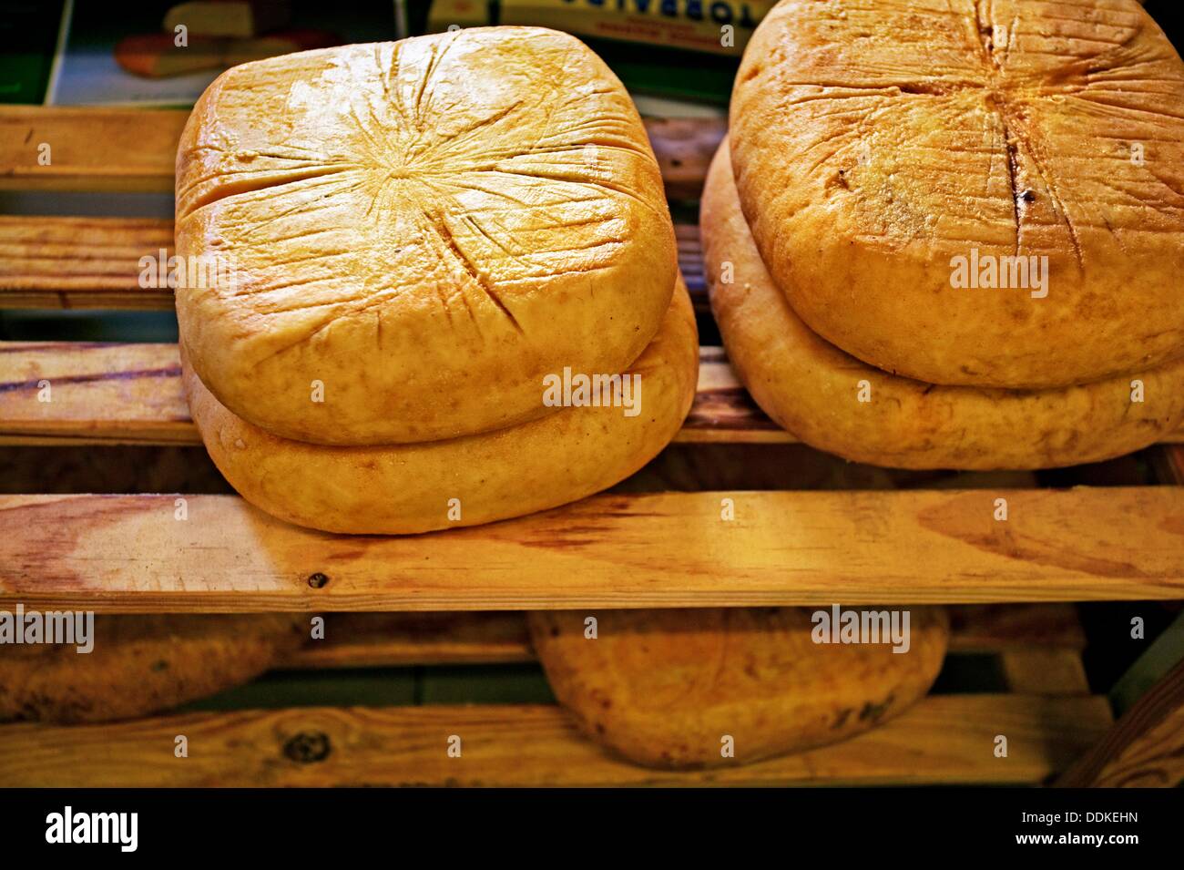 Homemade Mahón cheeses with denomination of origin. Minorca. Balearic ...
