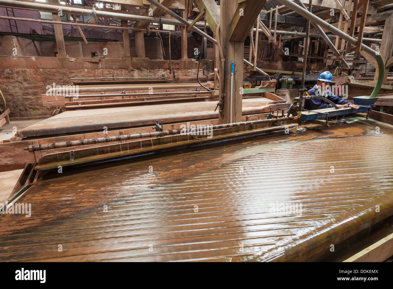 England, Cornwall, Geevor Tin Mine, Shaking Tables used to Separate Tin ...