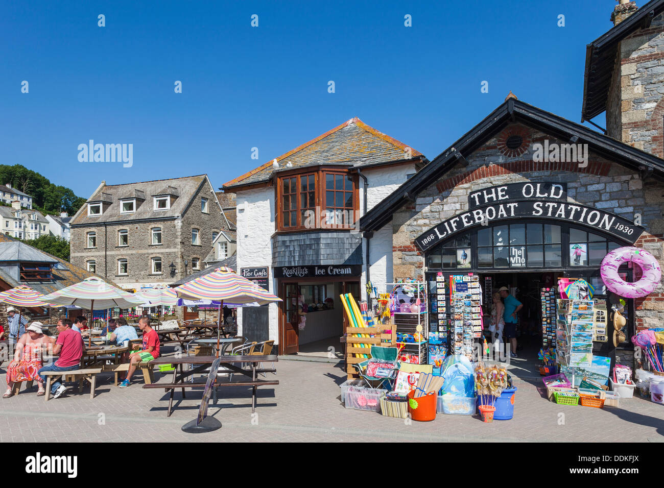 England, Cornwall, Looe, Seafront Shops Stock Photo - Alamy