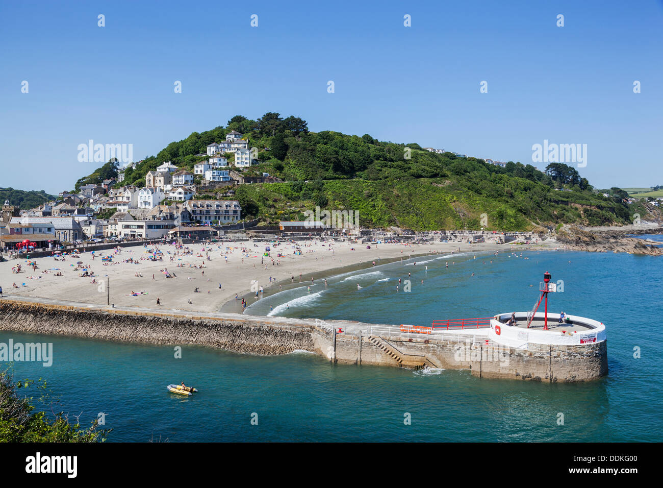 England, Cornwall, Looe, Banjo Pier and Beach Stock Photo - Alamy
