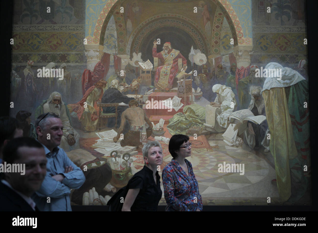 Painting 'Bulgarian Tsar Simeon' from the cycle 'The Slav Epic' painted ...