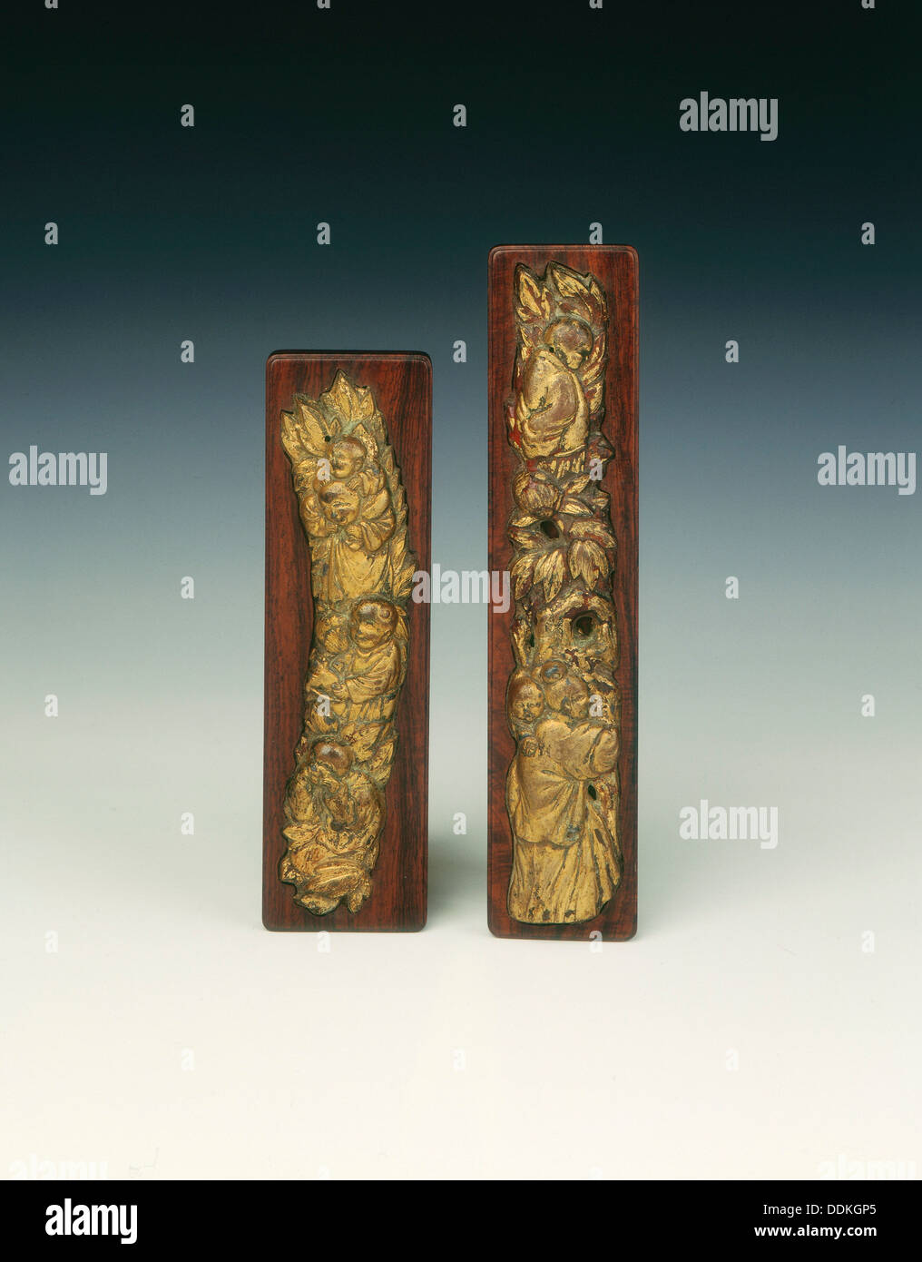 Pair of gilt pewter scroll weights, Late Ming dynasty, China, 17th ...