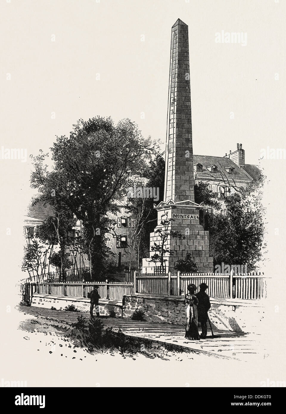 MONUMENT TO WOLFE AND MONTCALM., CANADA, NINETEENTH CENTURY ENGRAVING ...