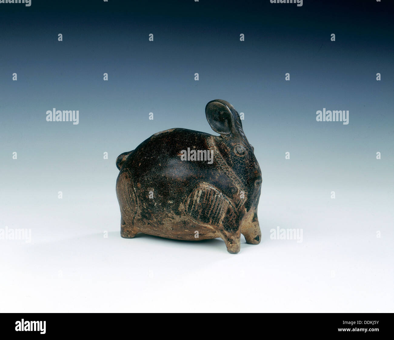 Brown glazed rabbit-shaped stoneware lime pot, Cambodia, 12th-14th ...