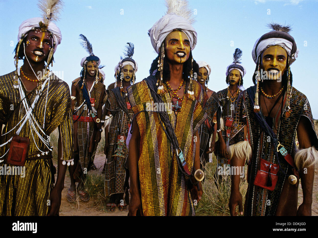 Wodaabe (or Bororo) men in the Cure Salee festival, Niger Stock Photo ...