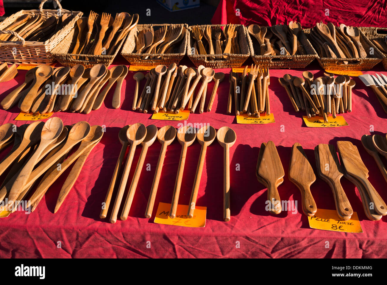 Wood kitchen tools on sale in the Wednesday market, Saint Rémy de ...