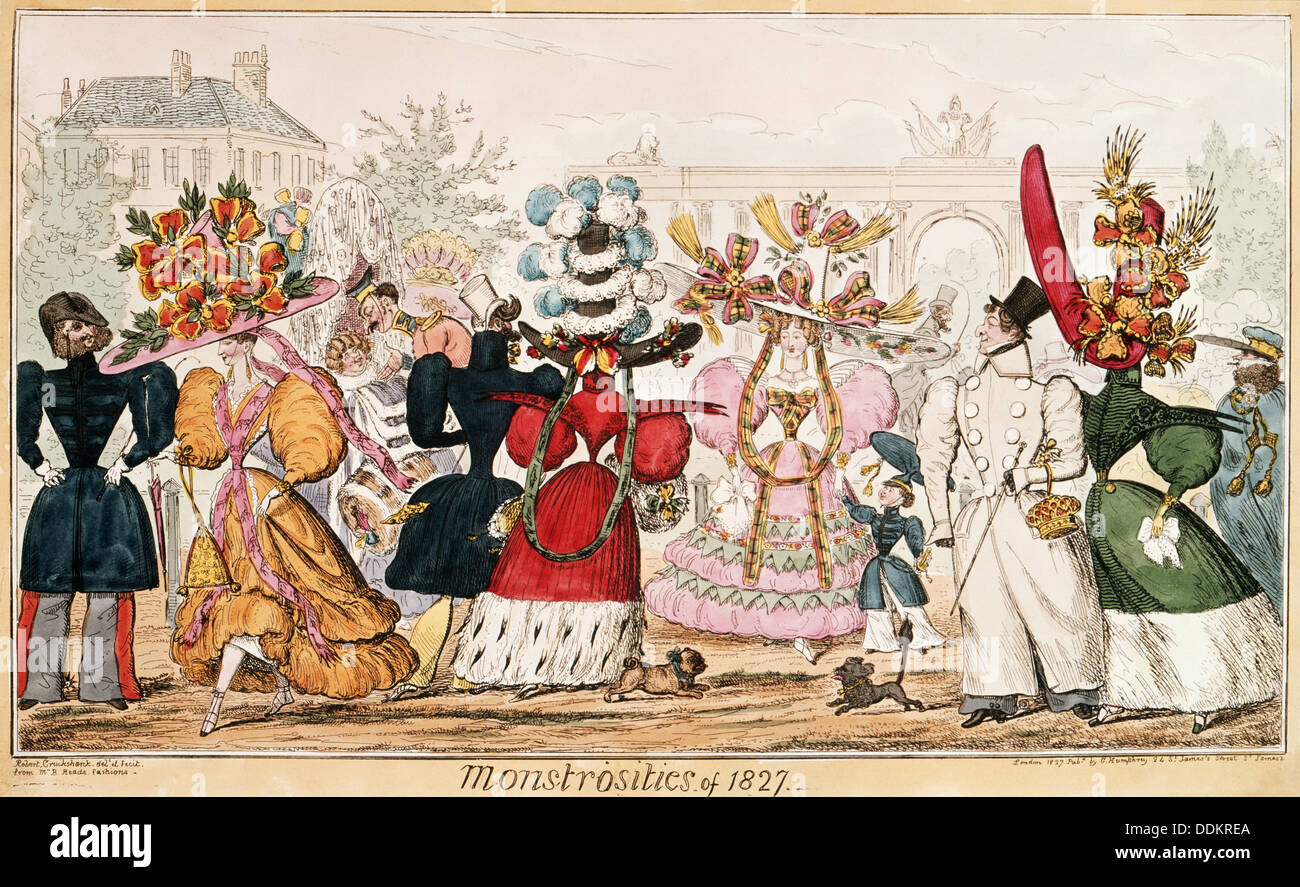 'Monstrosities of 1827', 1827. Artist: Isaac Robert Cruikshank Stock ...