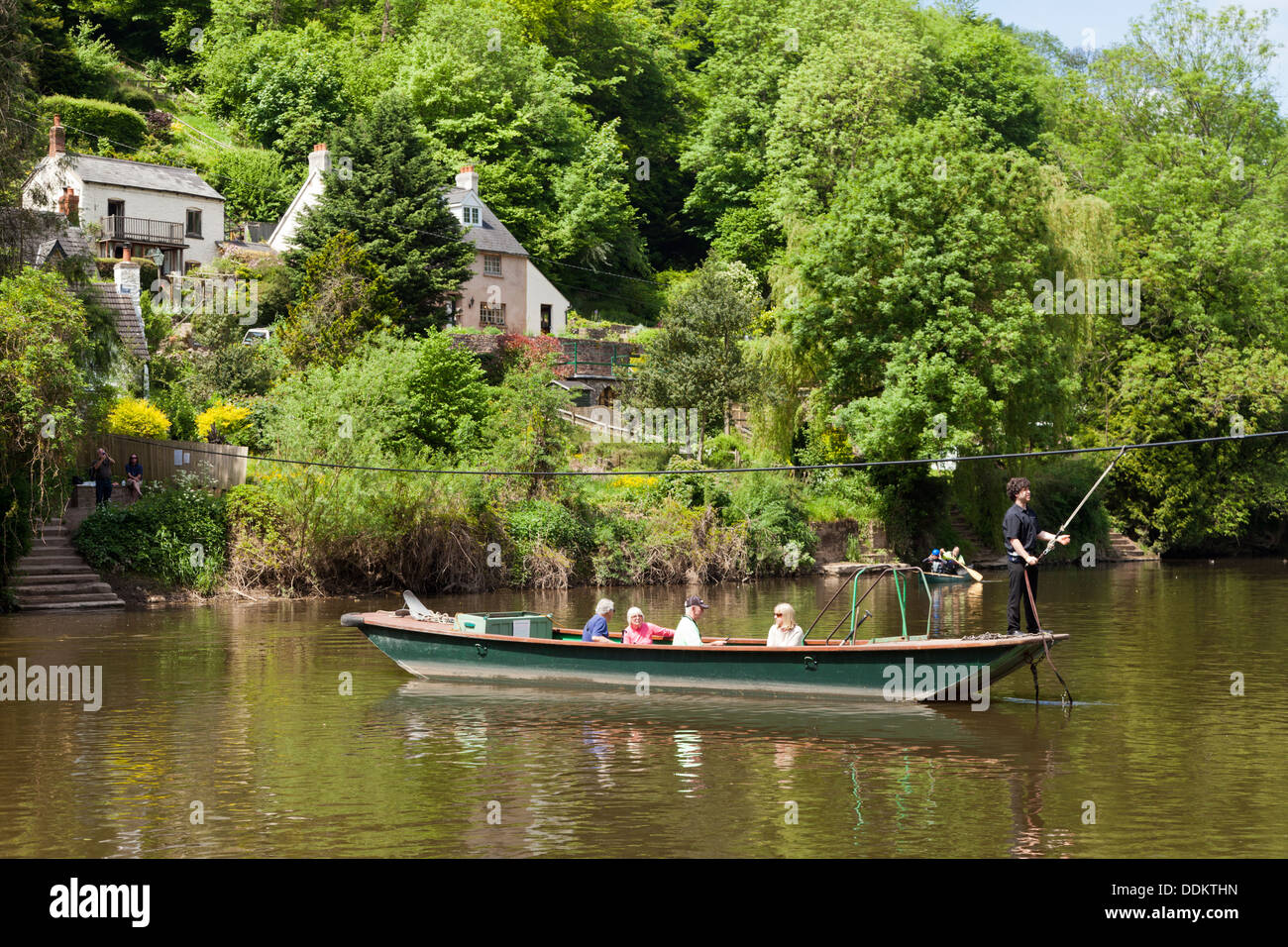 The hand-pulled cable ferry across the River Wye at Symonds Yat ...