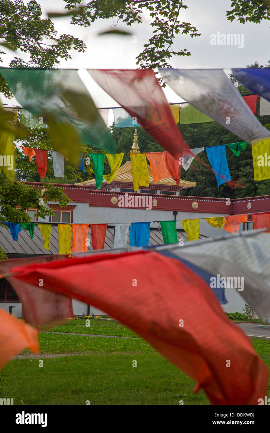 Prayer flags outside the Karma Triyana Dharmachakra, a Tibetan Buddhist ...
