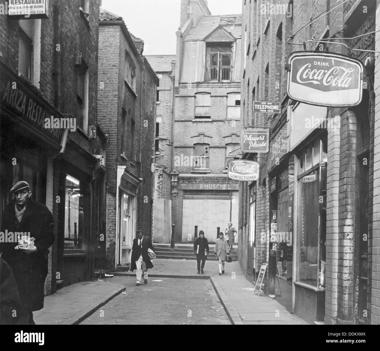 London building exterior with lady in Black and White Stock Photos ...