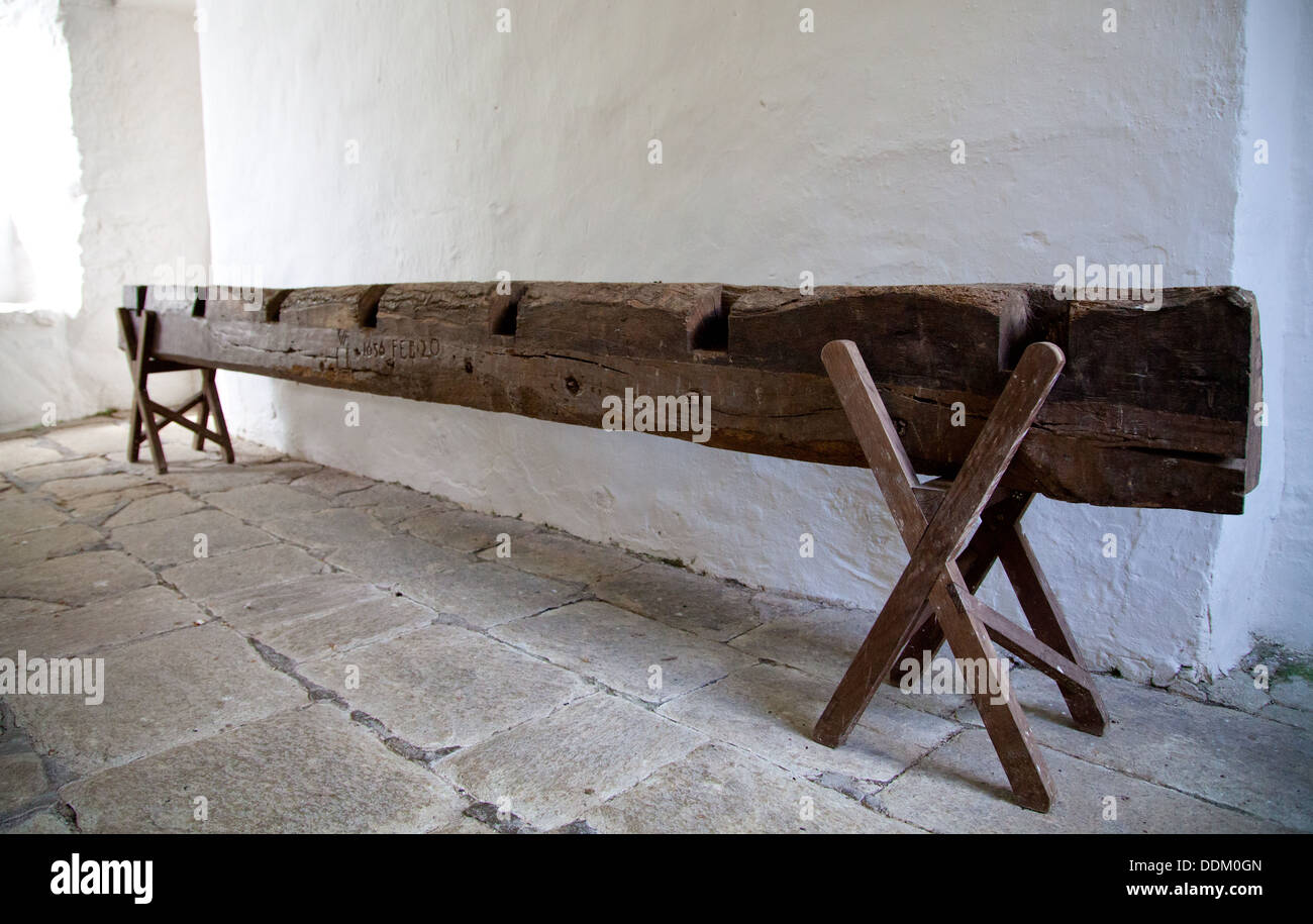 15th century beam / truss inside Penarth Fawr Medieval House, a 15th ...