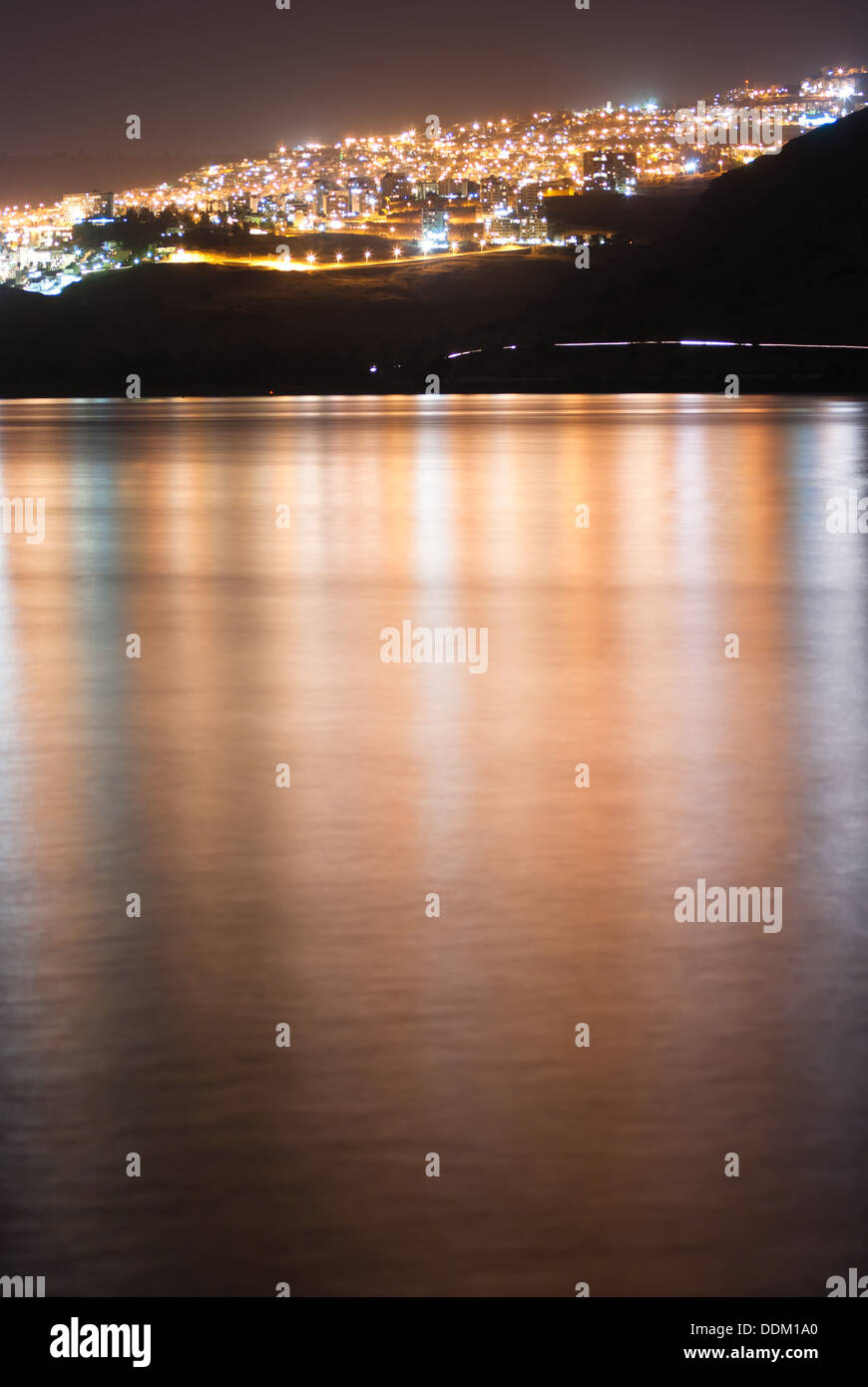 The lights of tiberius reflecting in the sea of Galilee Stock Photo - Alamy