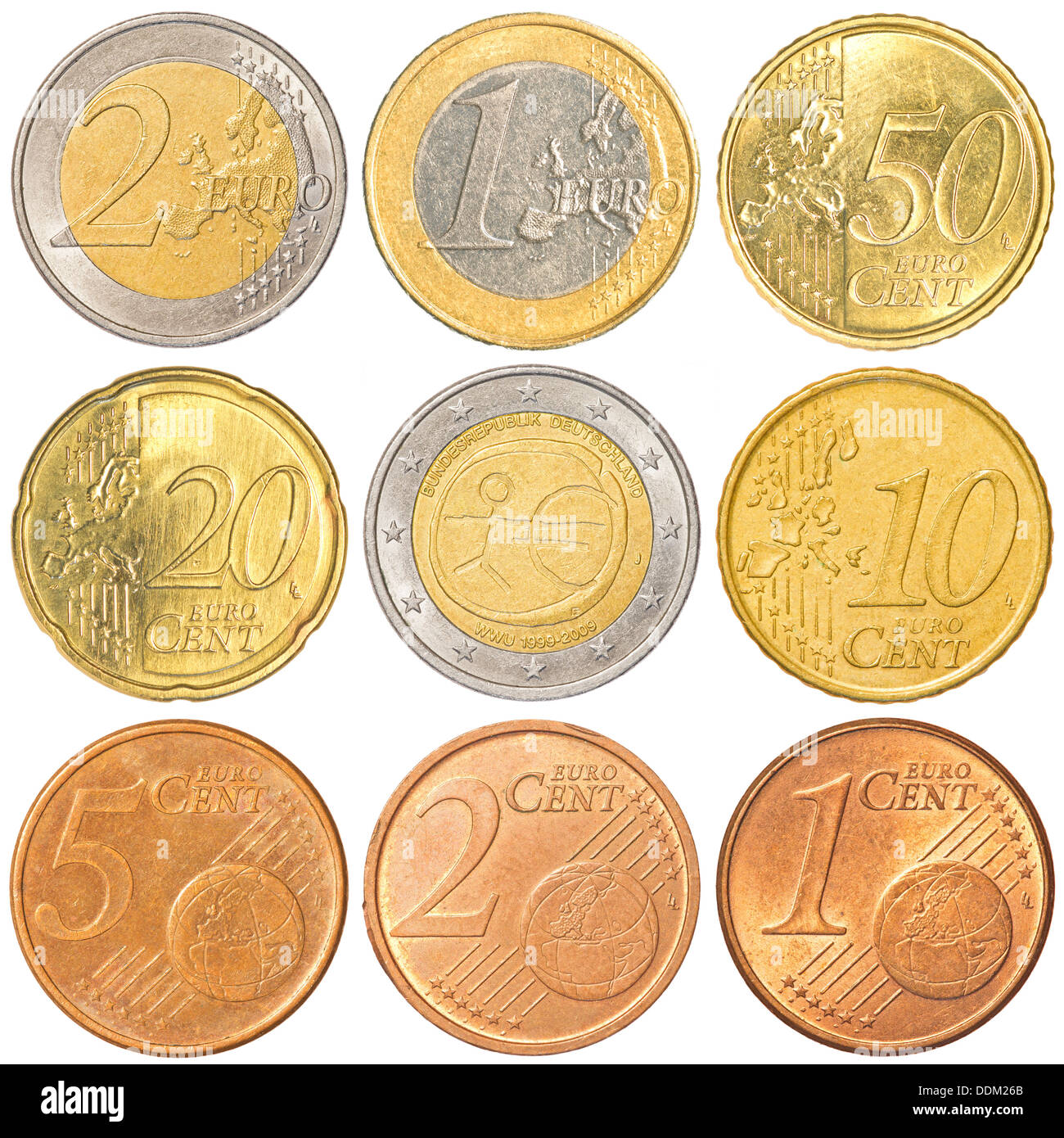 euro coins collection set isolated on white background Stock Photo - Alamy