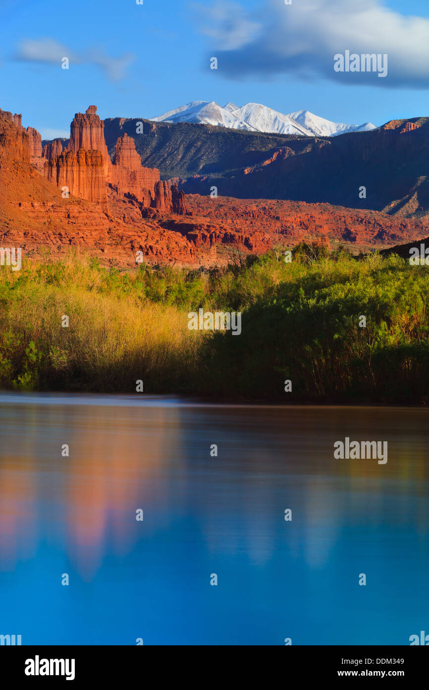 The Fisher Towers at sunset, Moab, Utah Stock Photo - Alamy