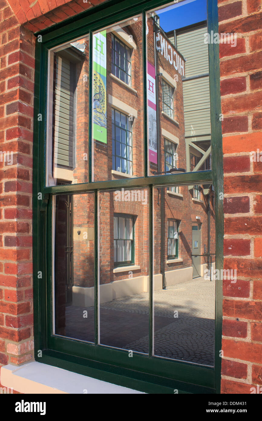 Higgins museum Bedford reflection in window Stock Photo - Alamy