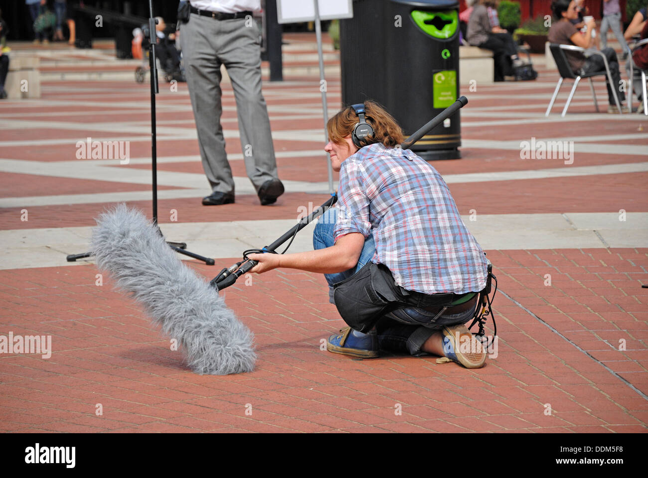 London, England, UK. Woman working as a sound recordist Stock Photo - Alamy