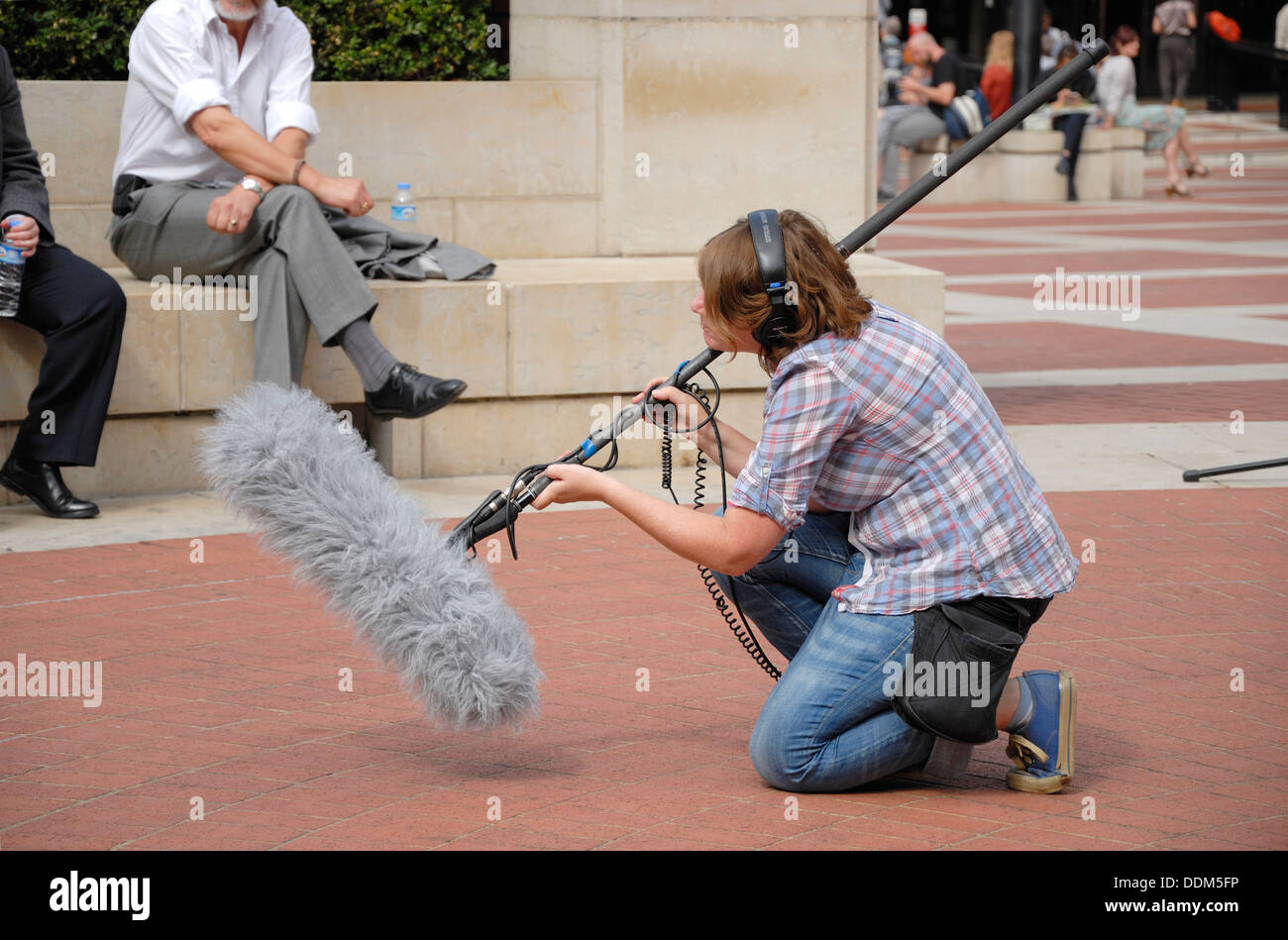 London, England, UK. Woman working as a sound recordist Stock Photo - Alamy