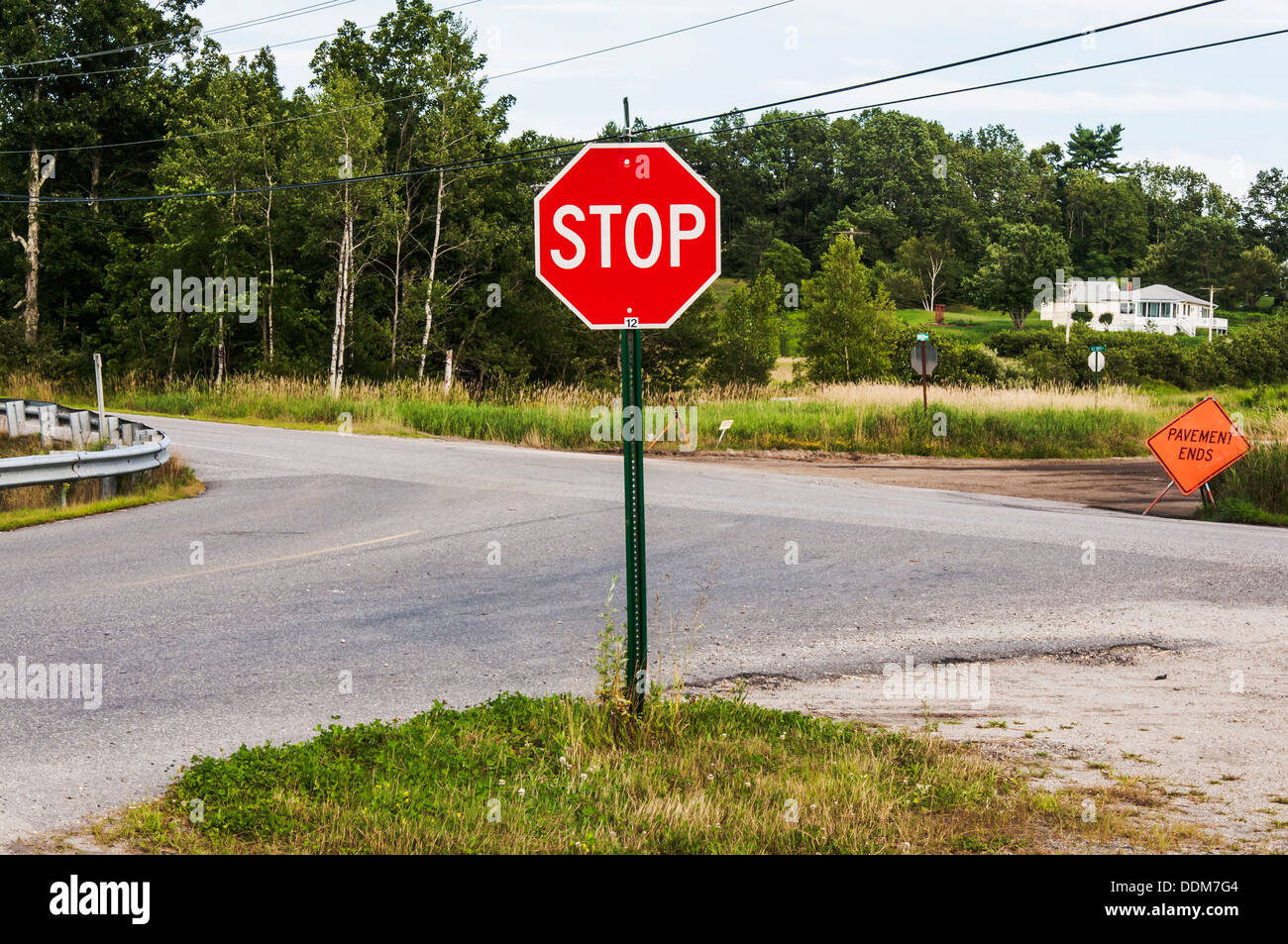 Stop signal on the american road Stock Photo - Alamy