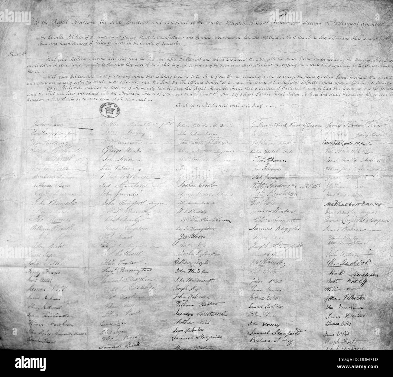 Petition for the factories act 19th century. Artist: Unknown Stock ...