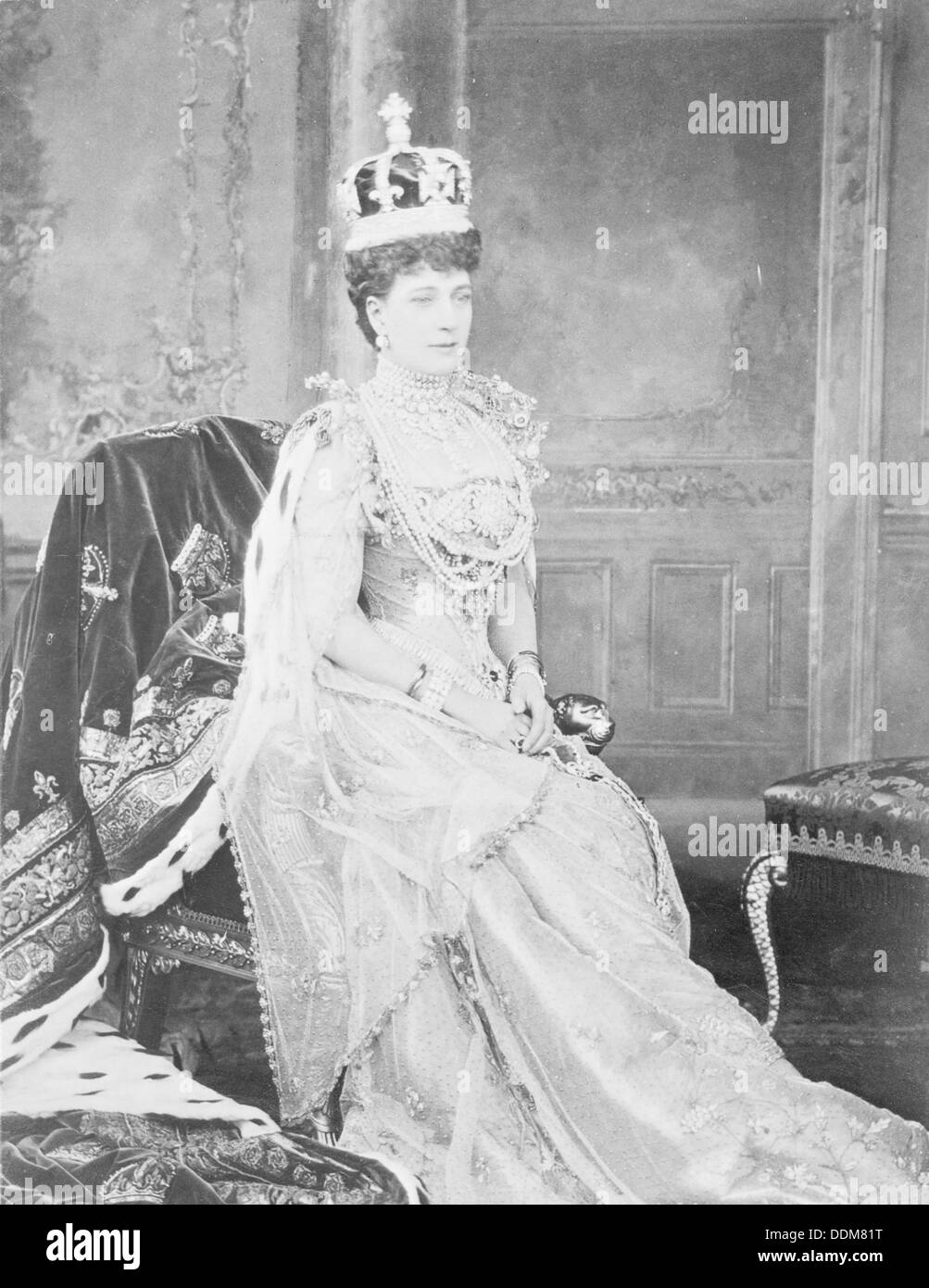 Queen Alexandra, consort of Edward VII, in her Coronation robes Stock ...