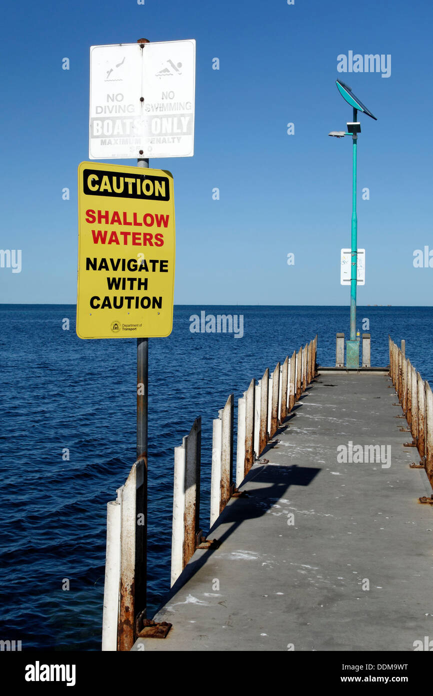 Caution Shallow Waters Sign, Western Australia Stock Photo - Alamy