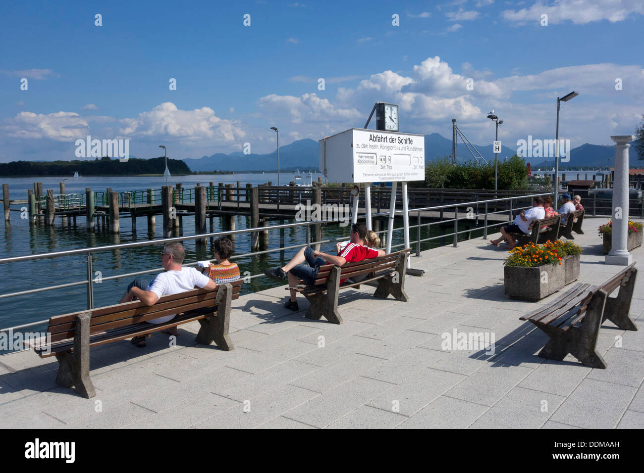 Boat Harbour, Prien Stock, Chiemsee Upper Bavaria Germany Stock Photo ...