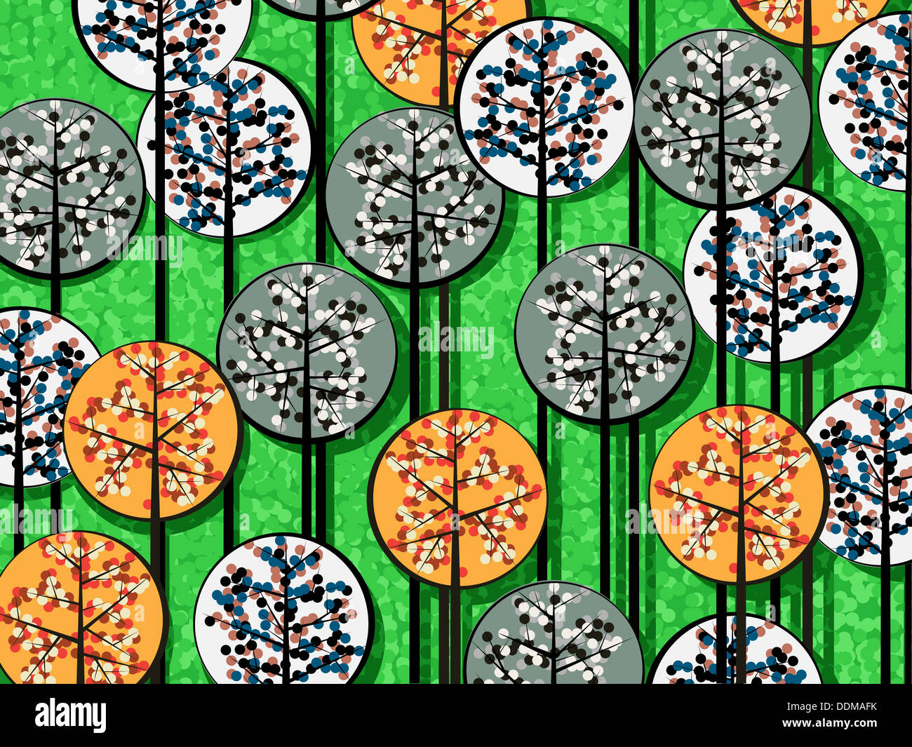 Retro forest illustration, abstract art background Stock Photo - Alamy