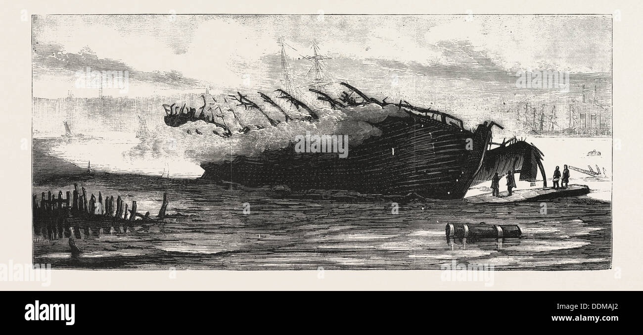 BURNING OF THE GOLIATH, THE REMAINS OF THE VESSEL, 1876 Stock Photo - Alamy