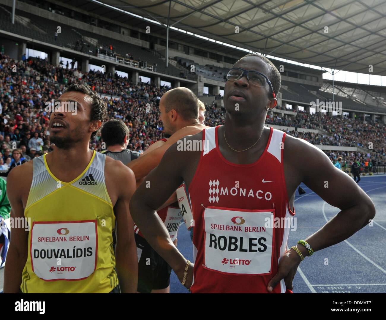 Cuban hurdler Dayron Robles (R) wins the 110 m hurdling event at the ...