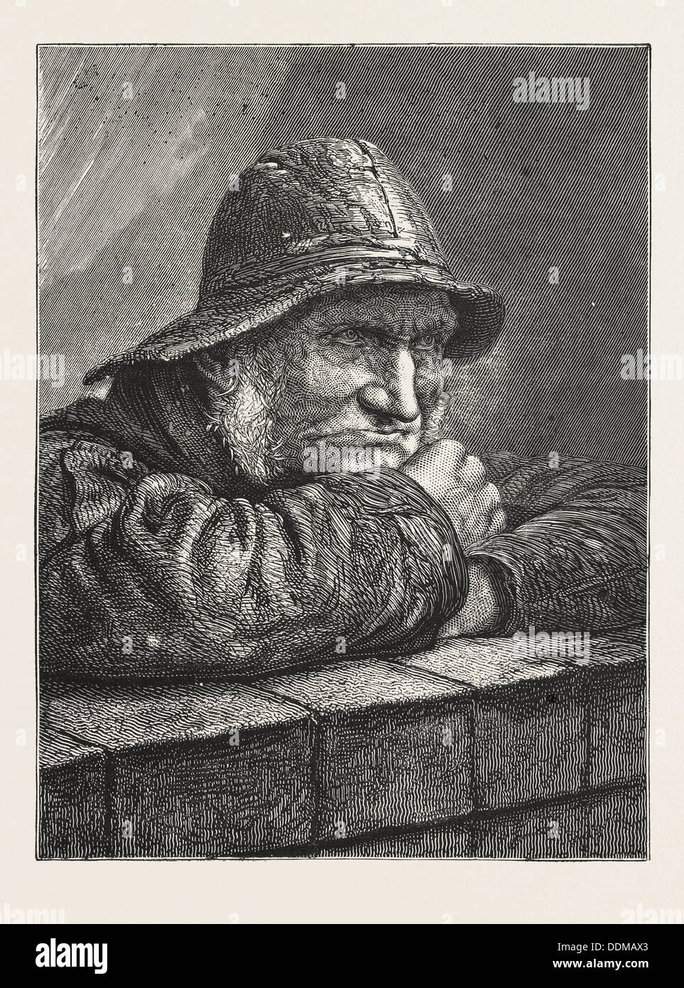 On the look-out, engraving 1876 Stock Photo - Alamy