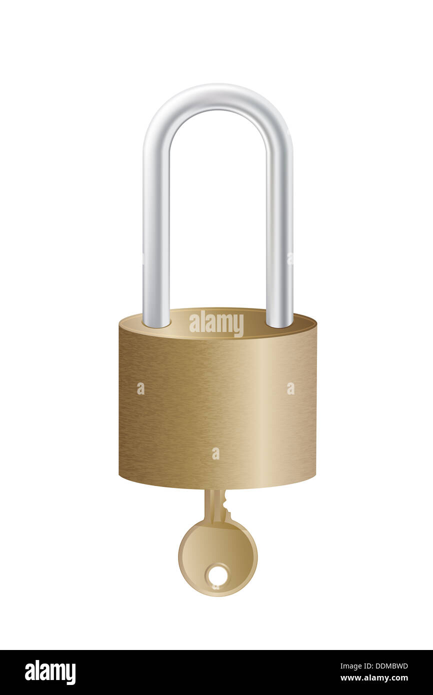 Realistic metal lock and key Stock Photo - Alamy