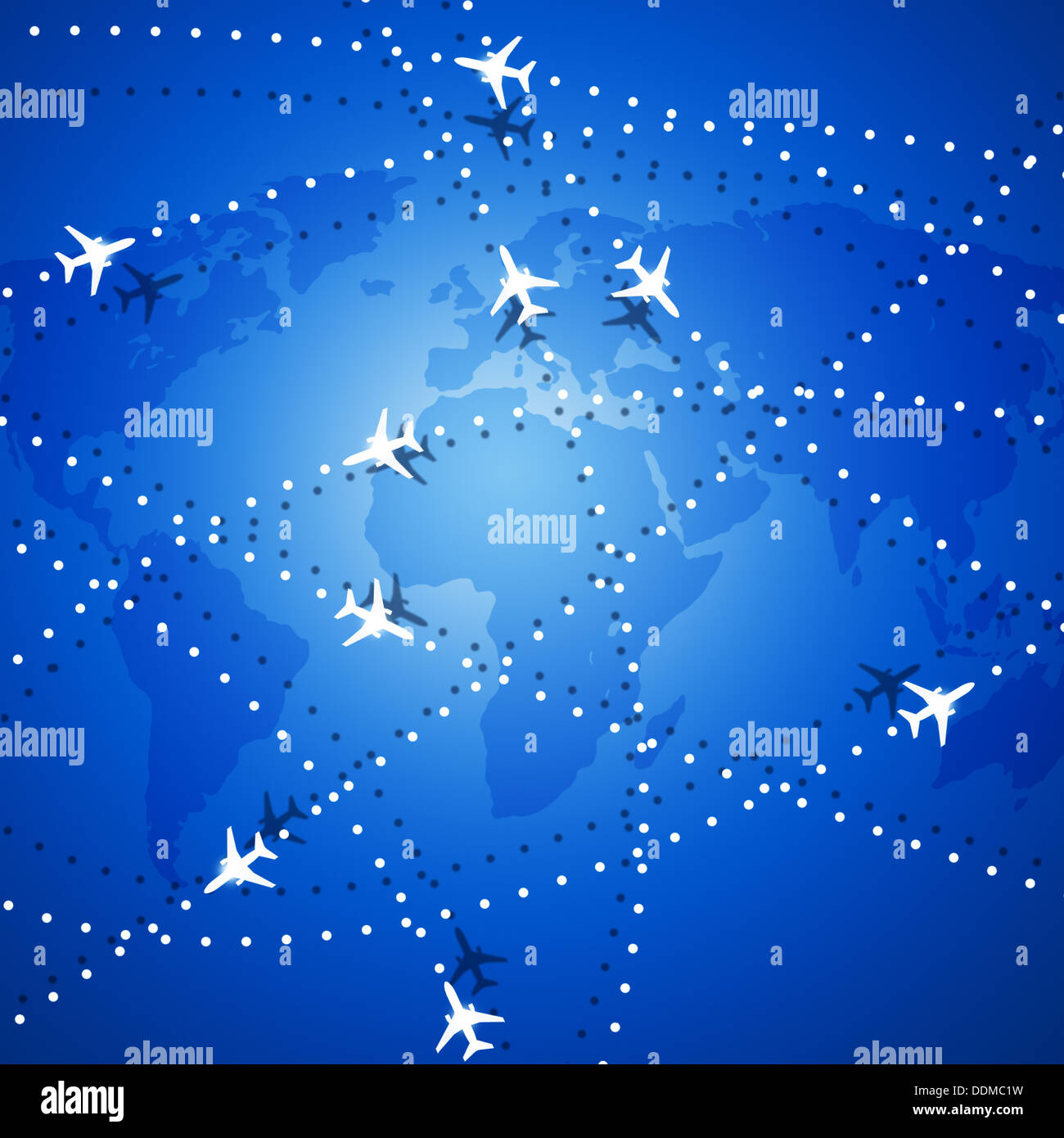 aviation background with many planes over the map Stock Photo - Alamy