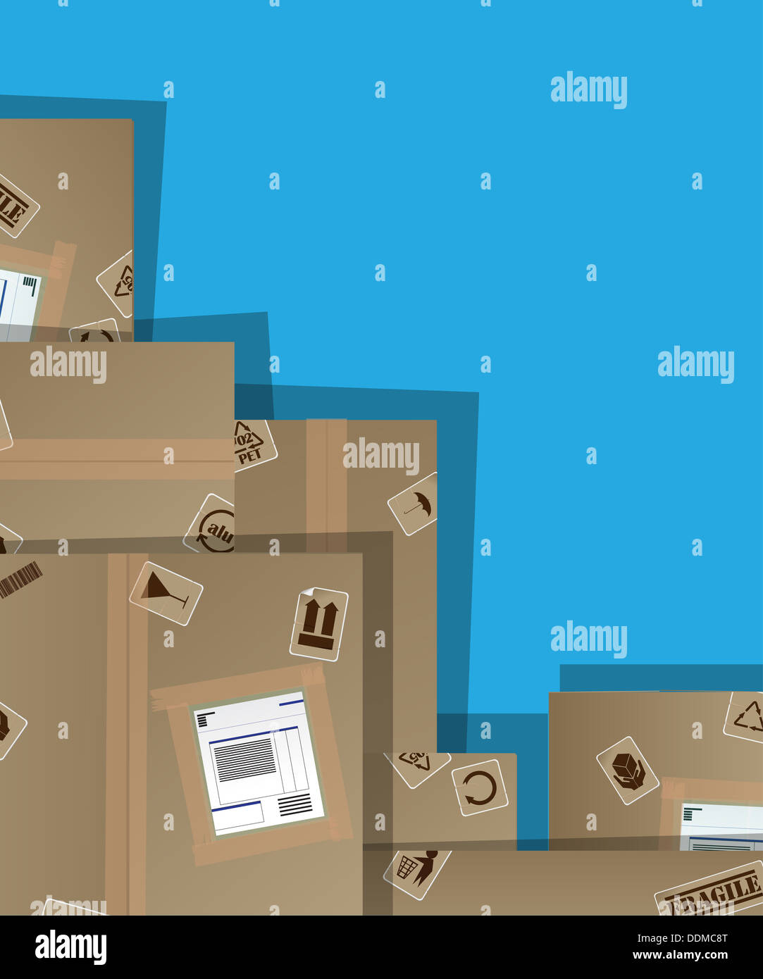 Pile of cardboard boxes illustration with copy paste Stock Photo - Alamy