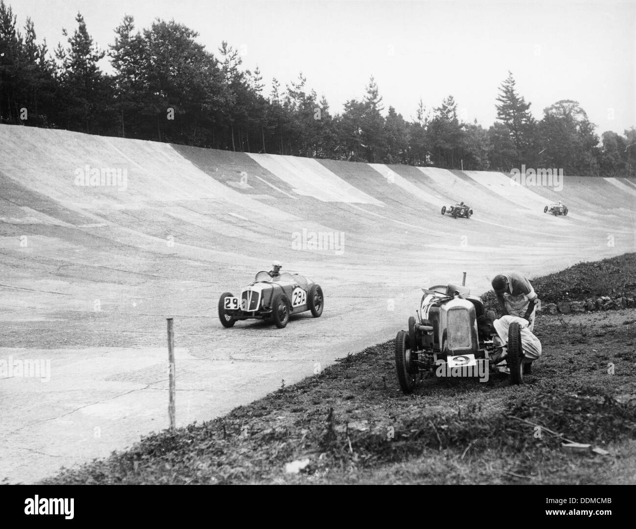 Motor racing action, Brooklands, Surrey, c1920-c1939. Artist: Unknown ...