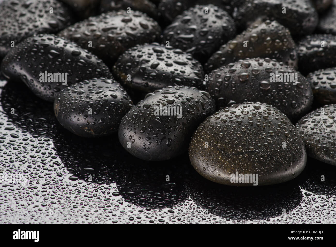 black stone to a Spa in the droplets of water isolated Stock Photo - Alamy