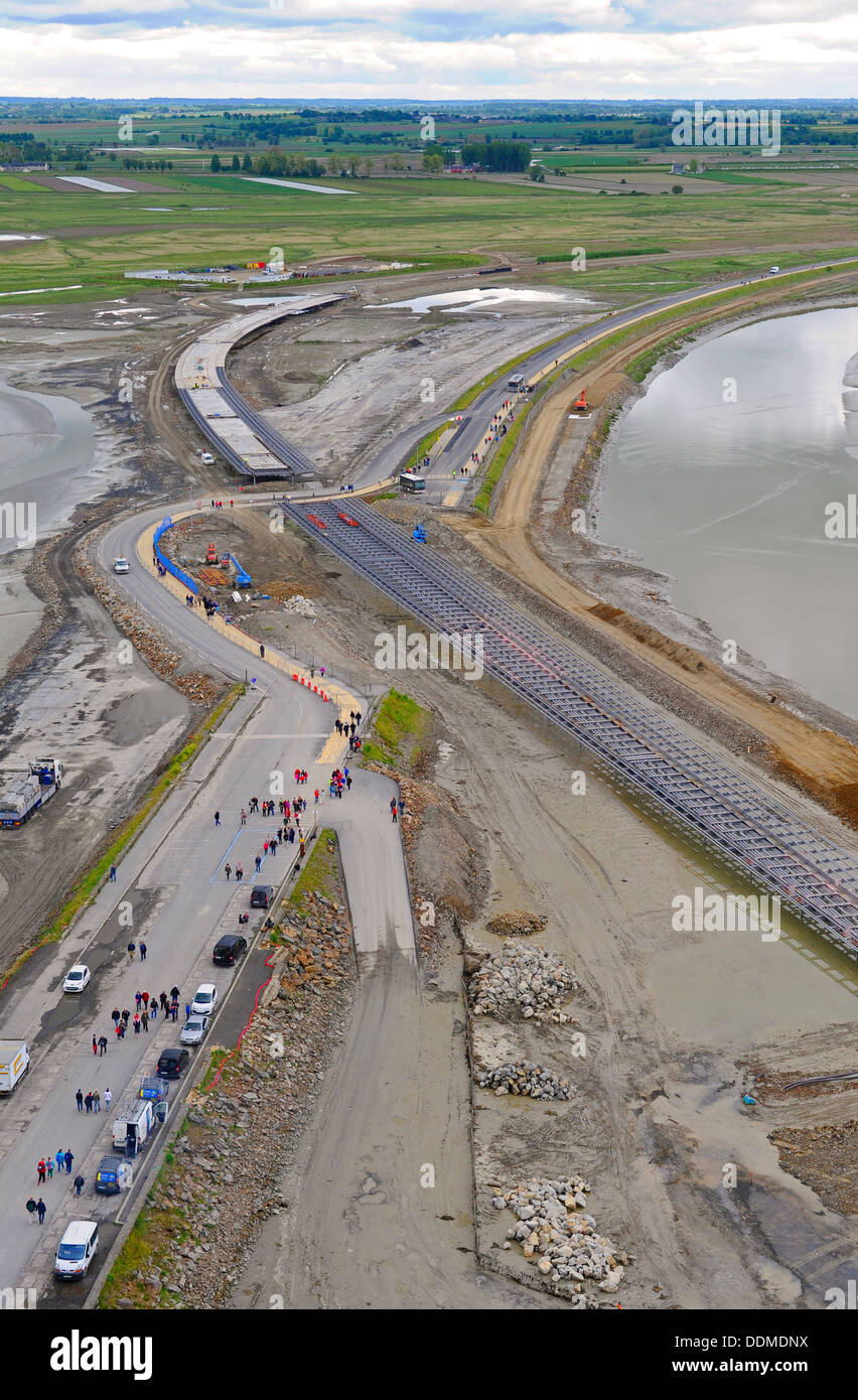 New road in construction to Mont-Saint-Michel in Normandy, France Stock ...