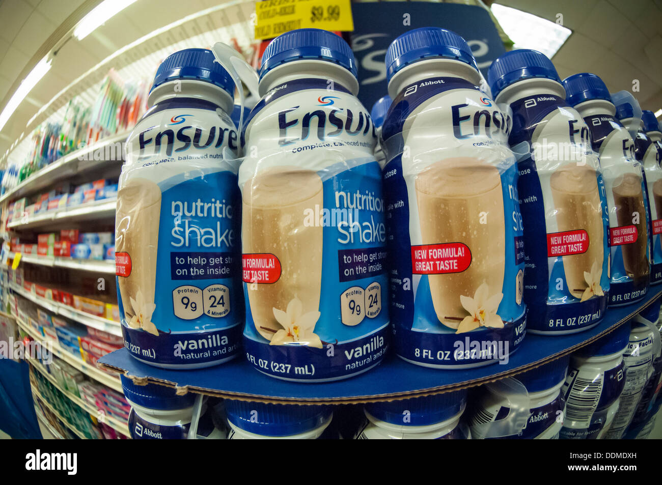 Bottles of Ensure nutritional shakes are seen in a supermarket in New ...