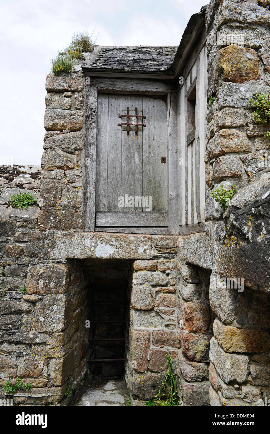 Stone built storage buildings on Mont Saint-Michel, Normandy, France ...