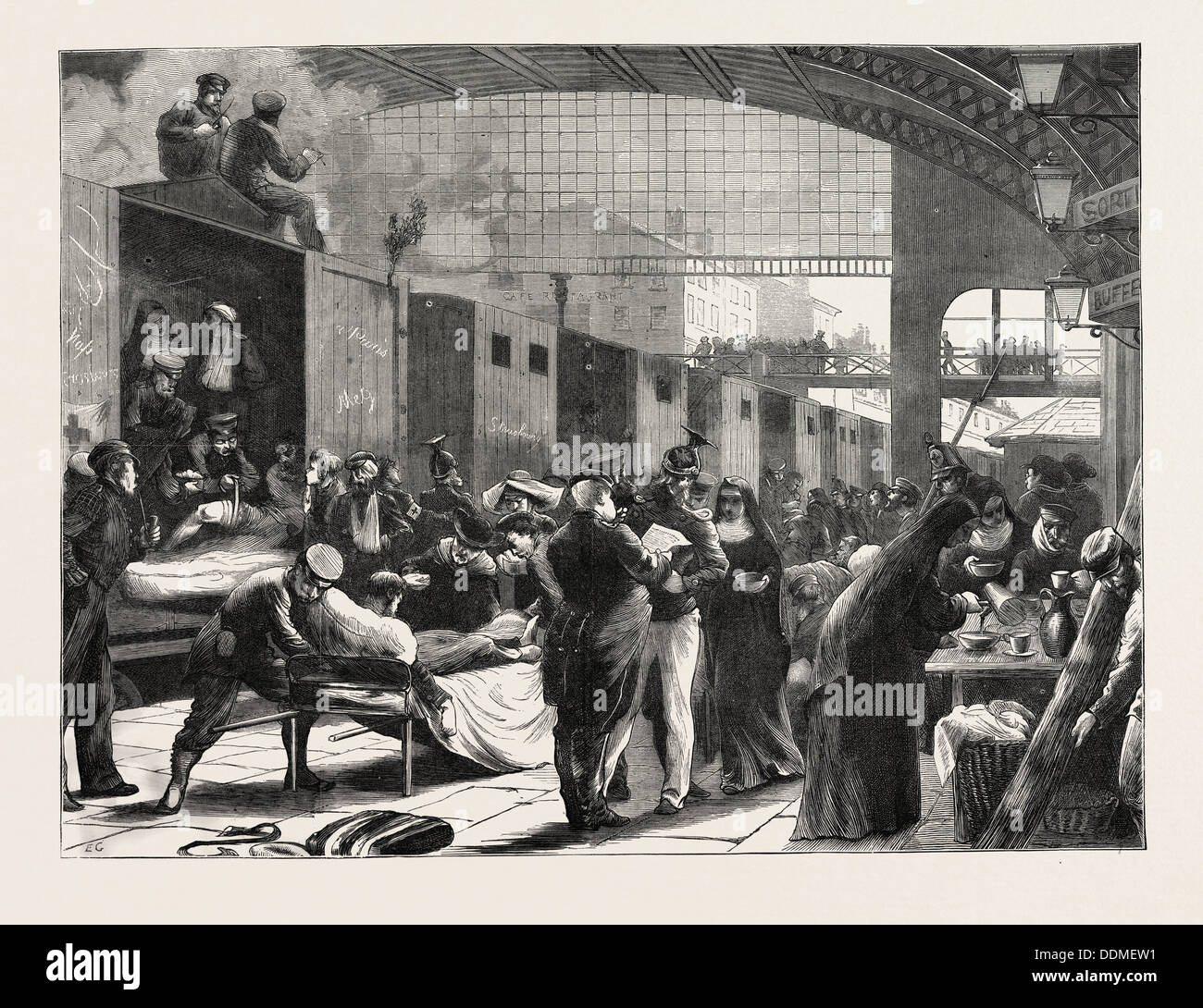 FRANCO-PRUSSIAN WAR: SCENE AT A RAILWAY STATION ON THE ARRIVAL OF A ...