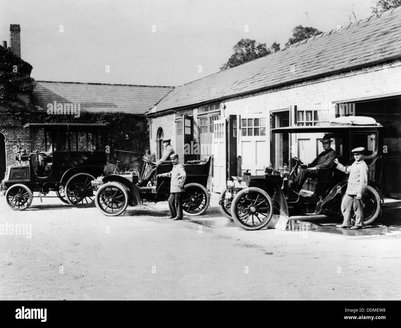 Cars parked at Lord Northcliffe's stable. Artist: Unknown Stock Photo ...