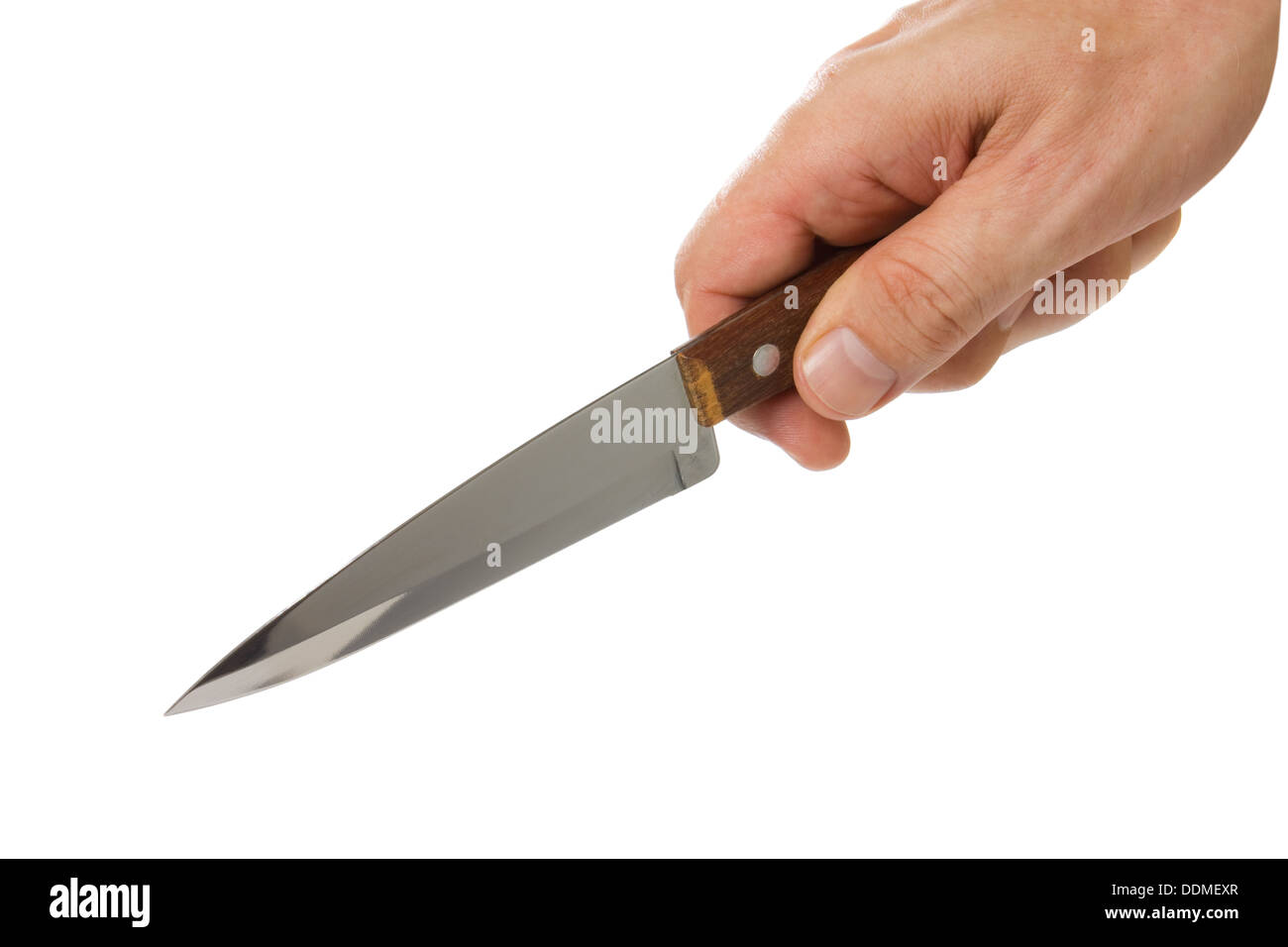 knife in hand isolated on a white background Stock Photo - Alamy