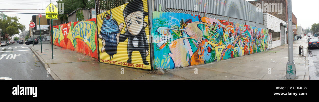 Murals grace the walls of the Welling Court Mural Project in the ...