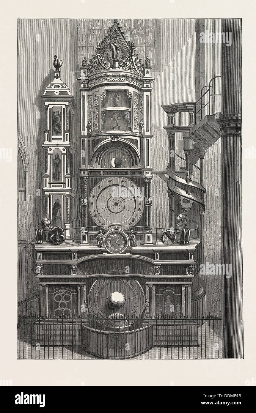 THE FAMOUS ASTRONOMICAL CLOCK AT STRASBOURG CATHEDRAL, FRANCE, 1870 ...