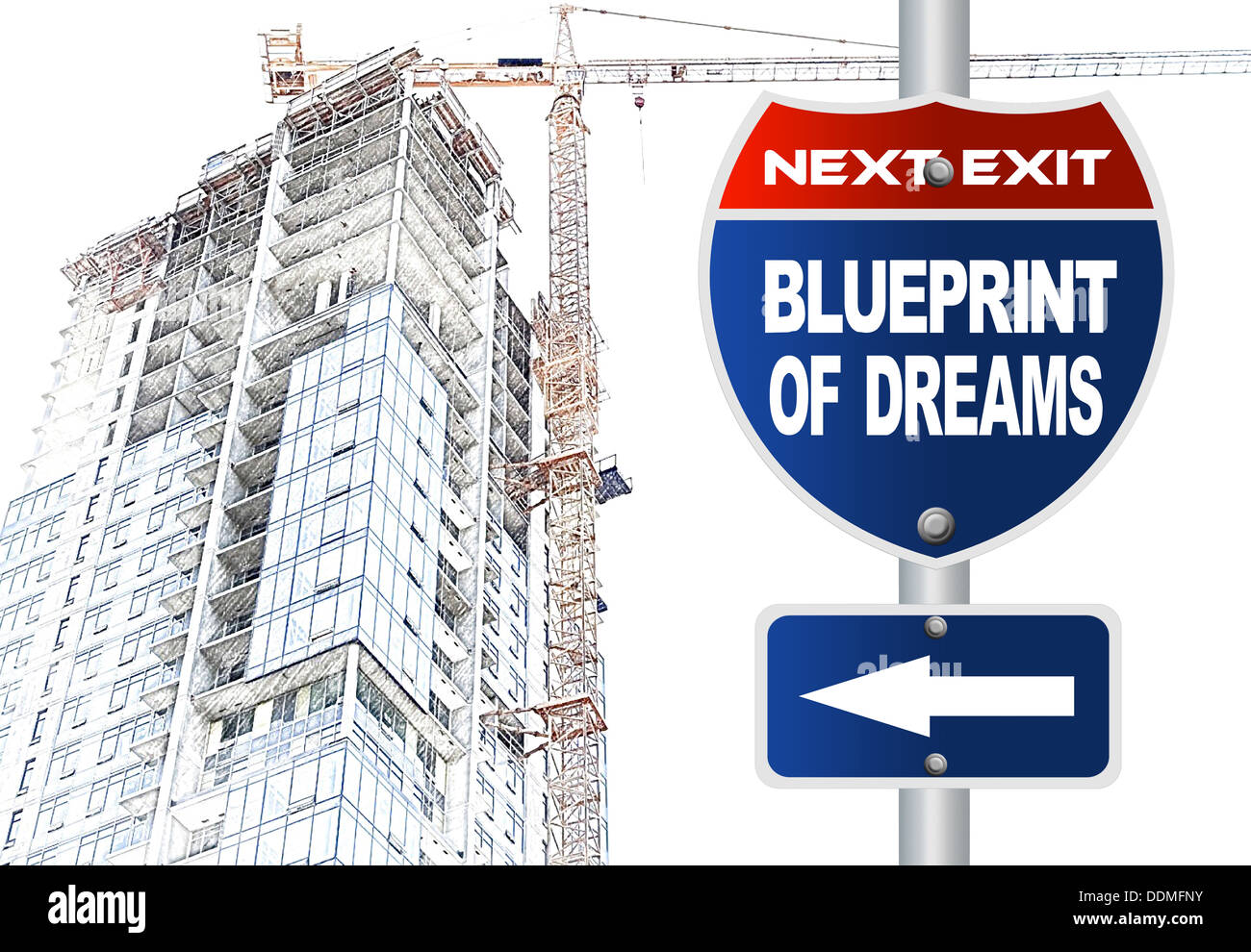 Blueprint of dreams road sign Stock Photo - Alamy