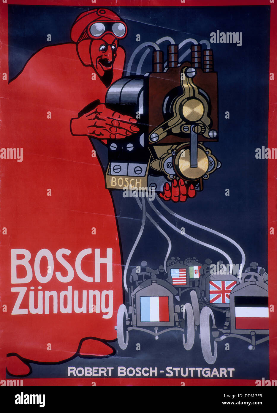 Poster advertising Bosch ignition systems. Artist: Unknown Stock Photo ...